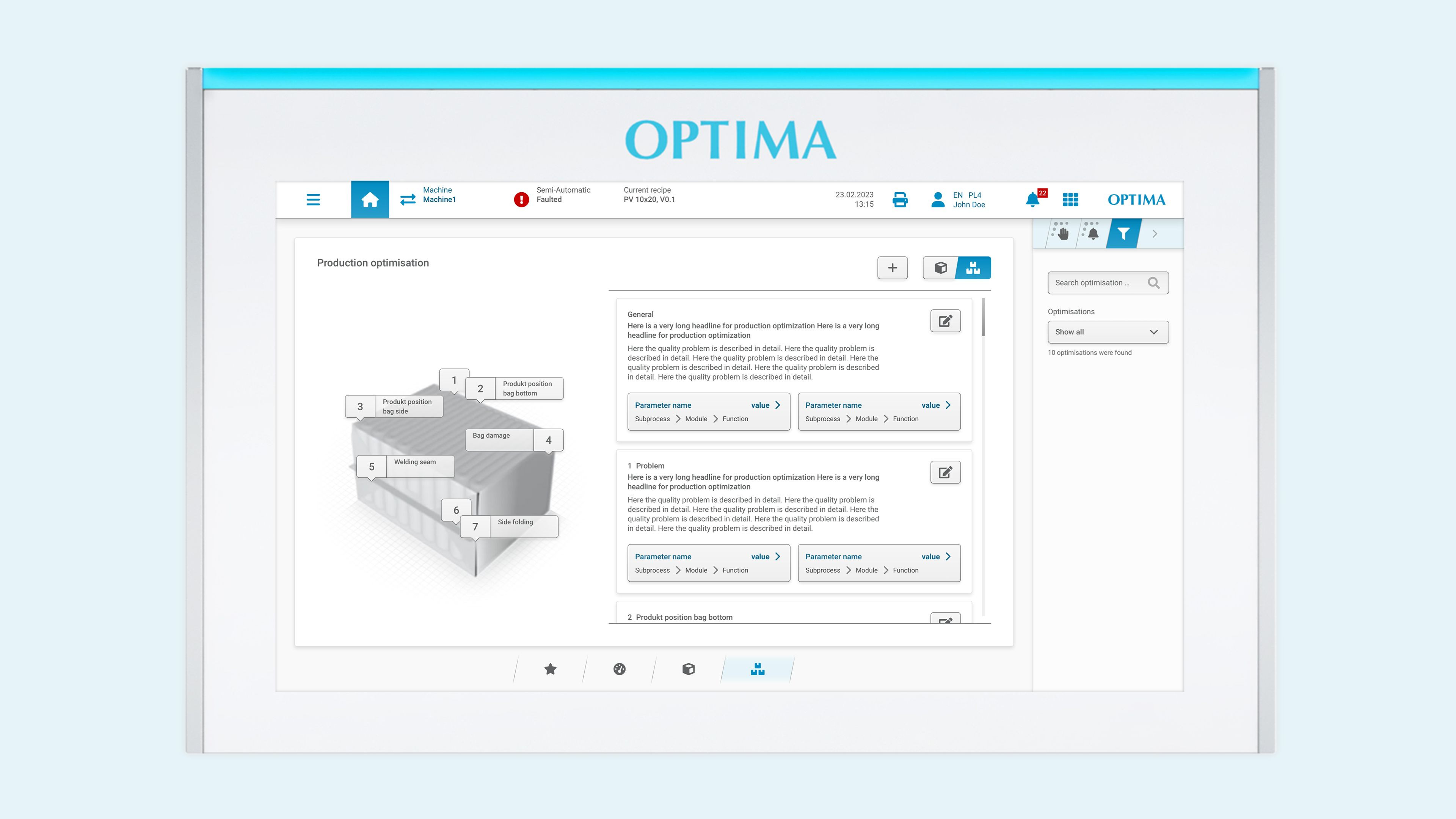 User-centered HMI for OPTIMA machines