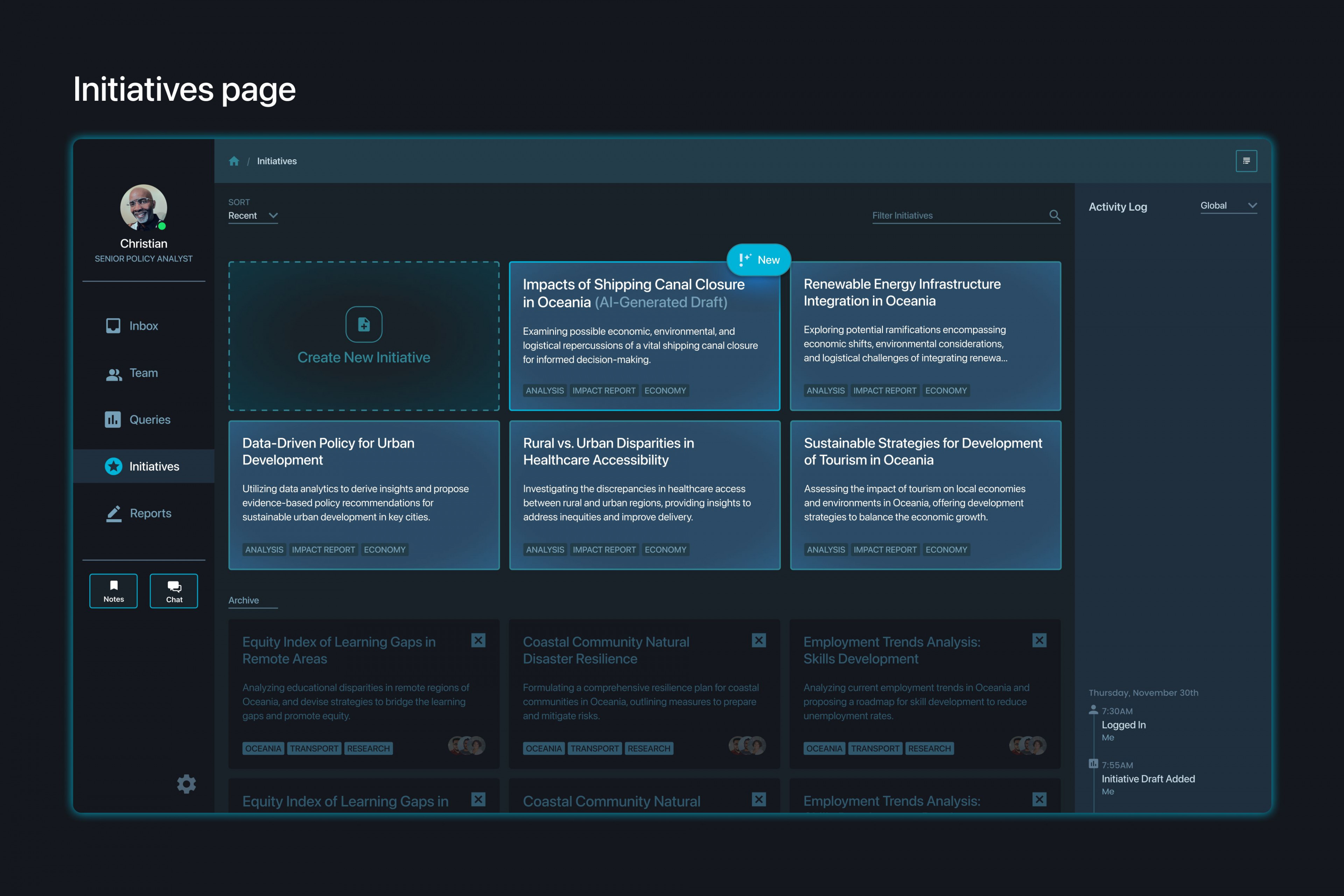 NSA Dashboard Concept