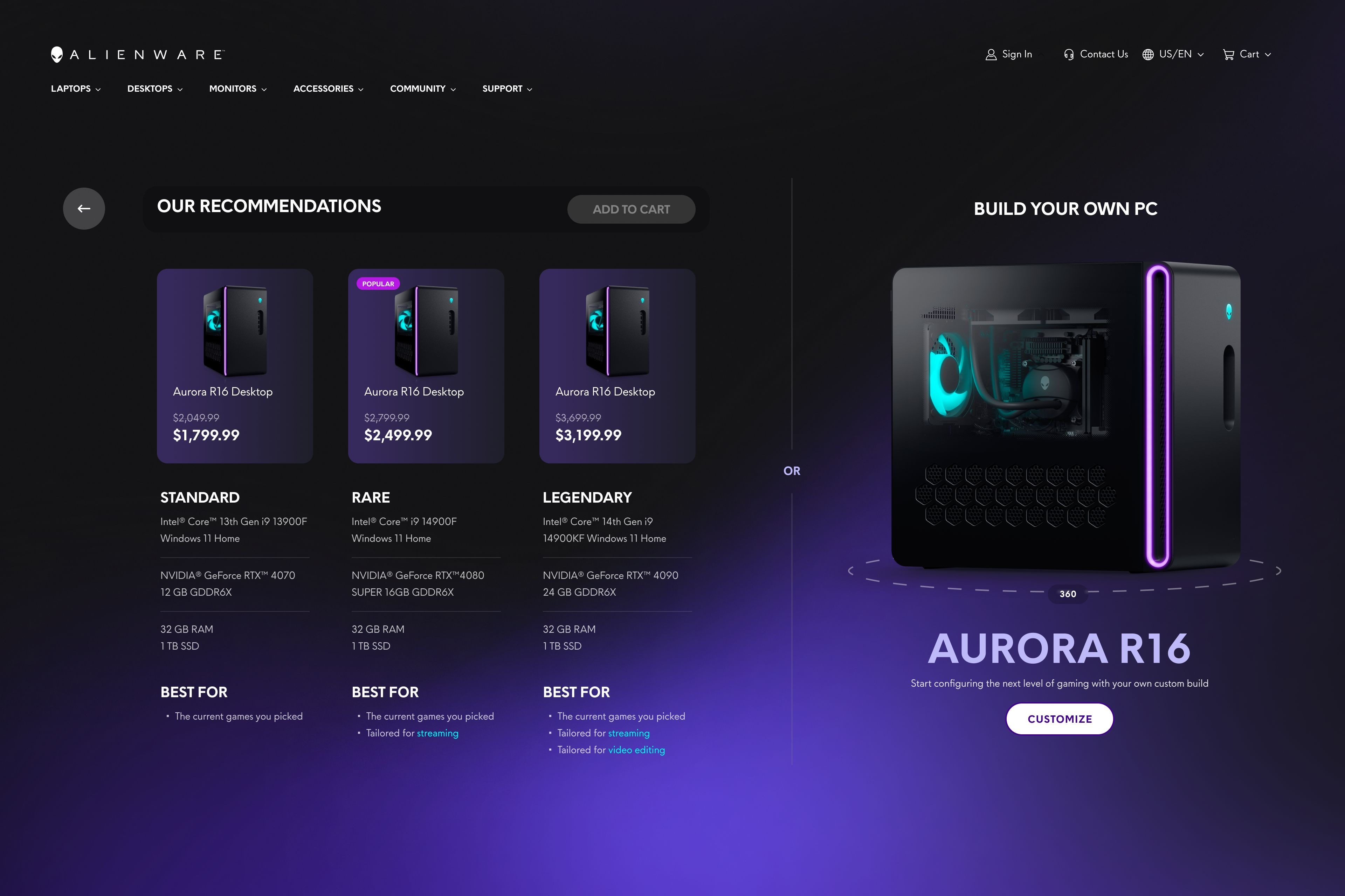 Alienware Configurator Experience