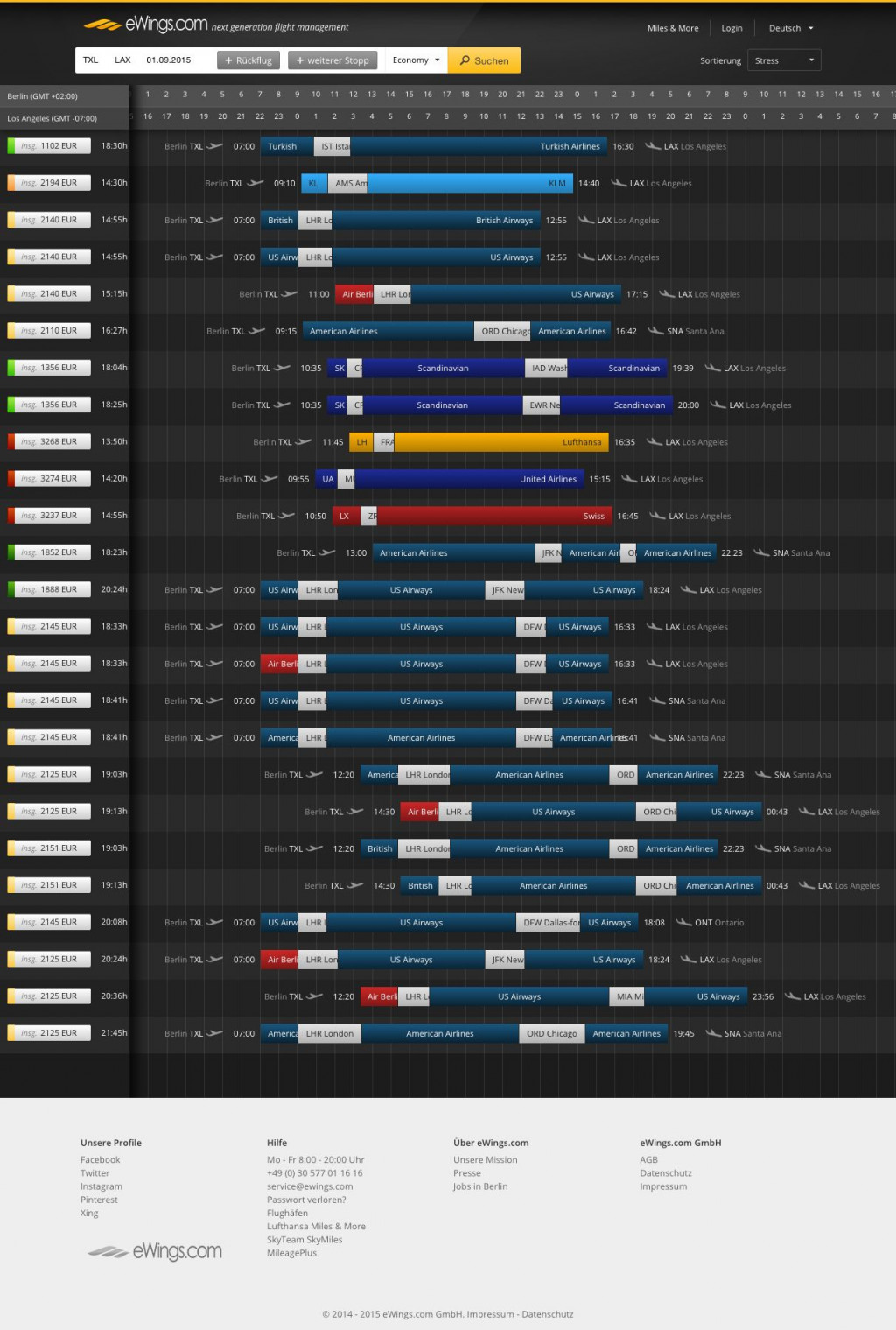 eWings.com – Software zum Buchen von Flügen
