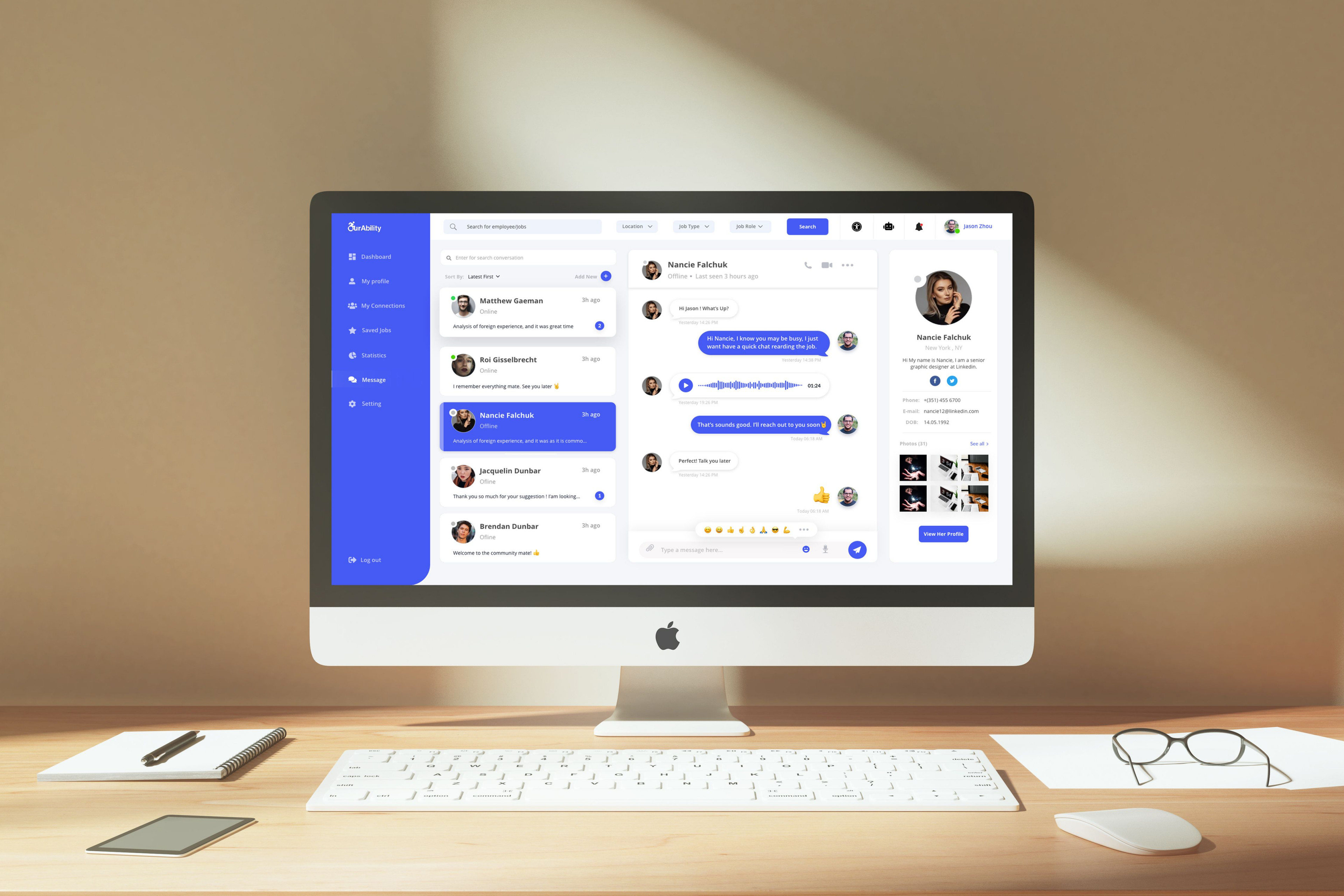 OurAbility Connect Dashboard Concept Design